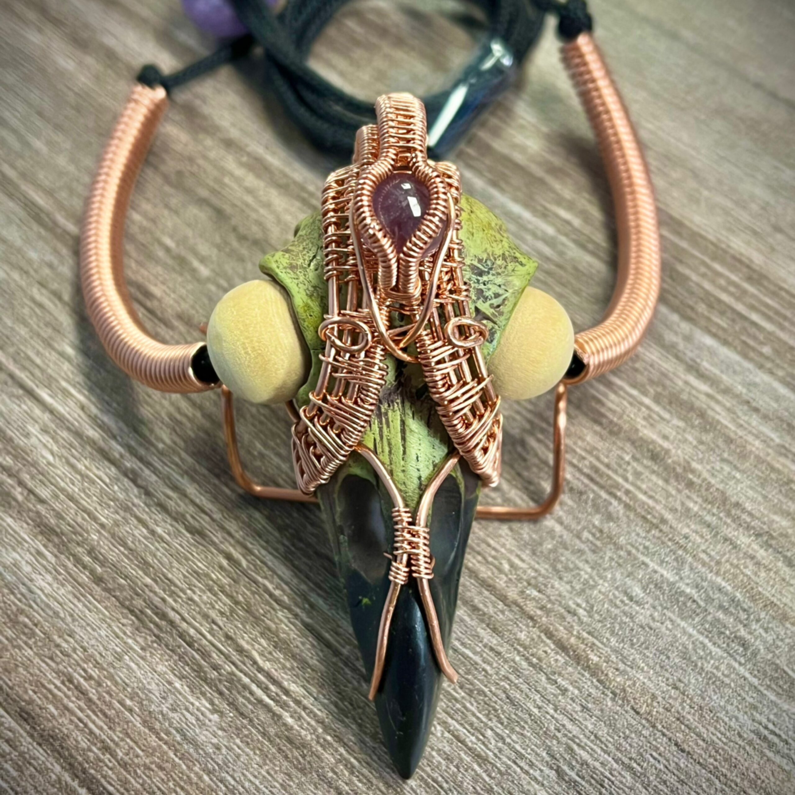 Amethyst Resin Raven Copper Wire - Arcane Moon LLC